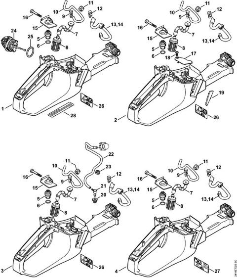 Stihl MS241C-M – Tank Housing | Lawn & turfcare machinery parts