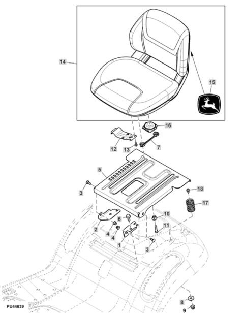 John Deere X127 – Seat, Platform | Lawn & turfcare machinery parts