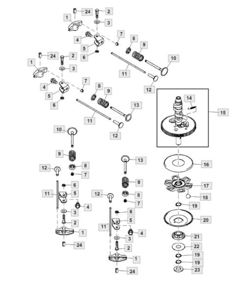 John Deere X350R – Camshaft, Valves | Lawn & turfcare machinery parts